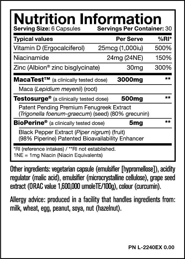 Mutant Test Testosterone Boosters with Testosurge® and MacaTest™ - 180 ...